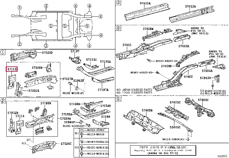 EXTENSION, FRONT SIDE MEMBER, RH 57113-02070 (номер toyota 5711302070)