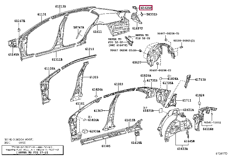 TROUGH, LUGGAGE COMPARTMENT OPENING, RH 61621-33050 (номер toyota ...