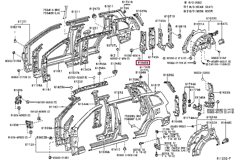 GUSSET, QUARTER WHEEL HOUSE, REAR RH 61645-42050 (номер toyota 6164542050)