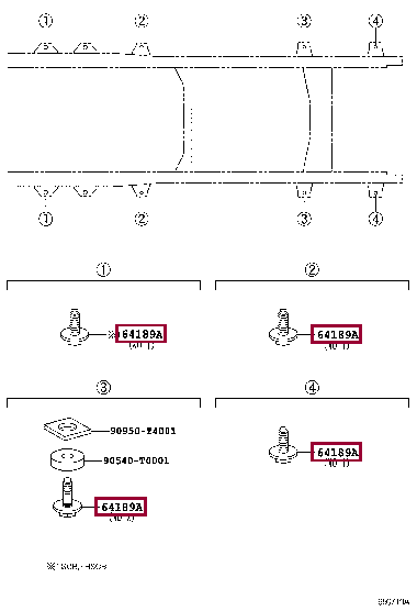 BOLT, REAR BODY MOUNTING 64189-0K010 (номер toyota 641890K010)