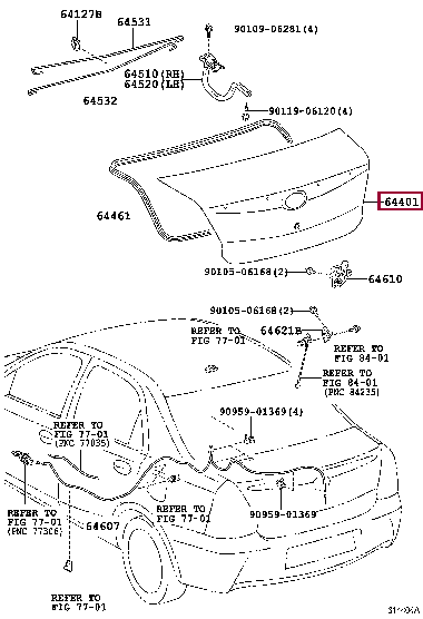 PANEL SUB-ASSY, LUGGAGE COMPARTMENT DOOR 64401-0D131 (номер toyota ...