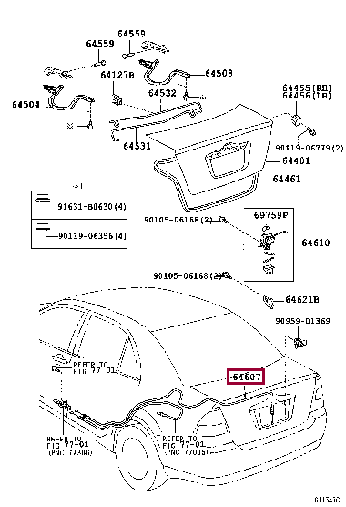 CABLE SUB-ASSY, LUGGAGE DOOR LOCK CONTROL 64607-02080 (номер toyota ...