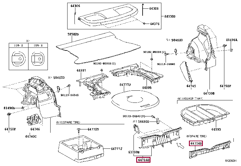 COVER, DECK TRIM, REAR 64716-02090-B0 (номер toyota 6471602090B0)