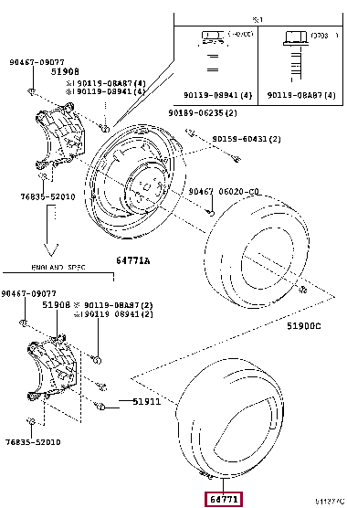 COVER, SPARE WHEEL 64771-42110-B0 (номер toyota 6477142110B0)