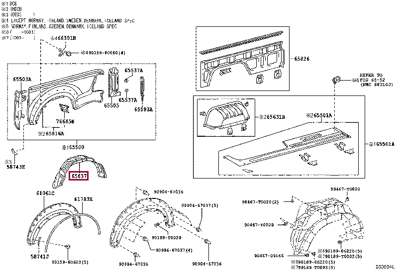 LINER, REAR WHEEL HOUSE, RH 65637-0K010 (номер toyota 656370K010)