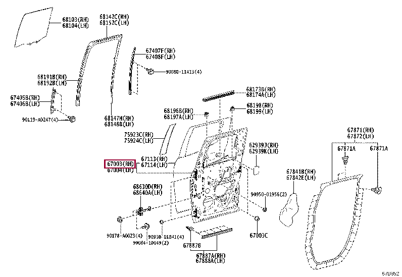 PANEL SUB-ASSY, REAR DOOR, RH 67003-0C180 (номер toyota 670030C180)