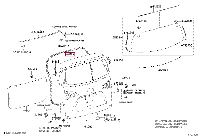 PANEL SUB-ASSY, BACK DOOR 67005-0D670 (номер toyota 670050D670)
