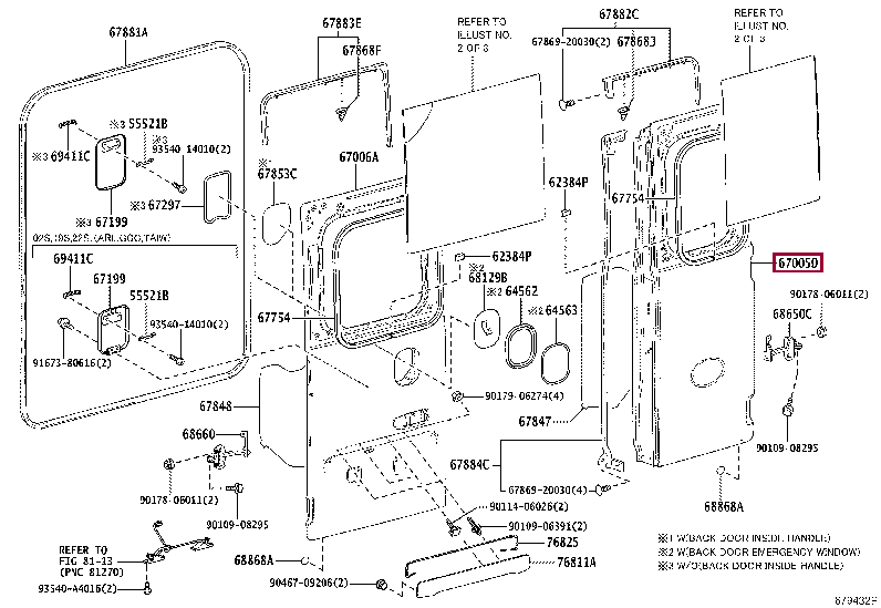 PANEL SUB-ASSY, BACK DOOR, RH 67005-36100 (номер toyota 6700536100)