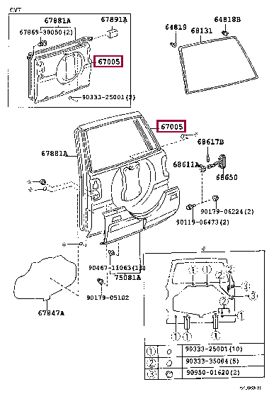PANEL SUB-ASSY, BACK DOOR 67005-42083 (номер toyota 6700542083)