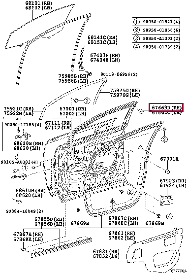 GARNISH, DOOR FRAME, RH 67663-06010 (номер toyota 6766306010)