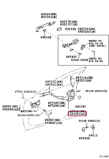 Замок двери передней [левой] 69040-53100 (номер toyota 6904053100)