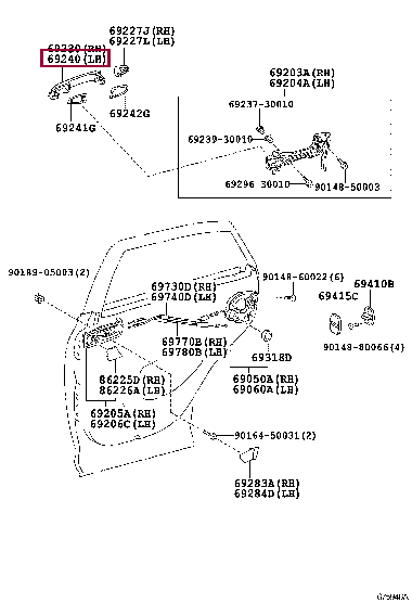 HANDLE ASSY, REAR DOOR OUTSIDE, LH 69220-76010-D1 (номер toyota ...