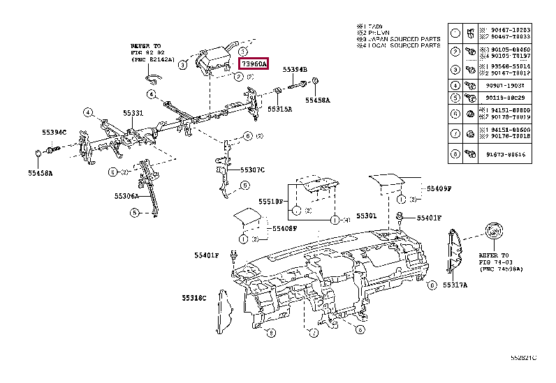 AIR BAG ASSY, INSTRUMENT PANEL PASSENGER W/O DOOR 73960-06220 (номер toyota 7396006220)