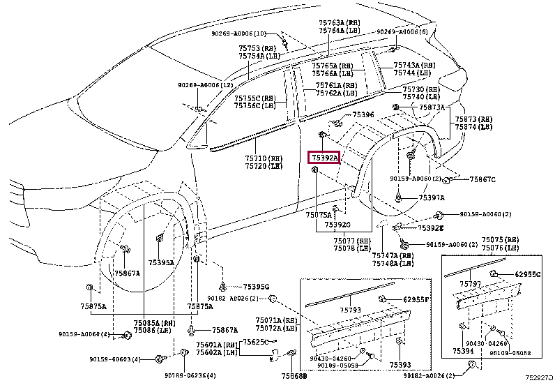 Клипса 75392-0E010 (номер toyota 753920E010)
