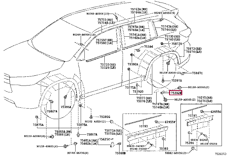 ФИКСАТОР РАСШИРИТЕЛЯ 75393-0E010 (номер toyota 753930E010)