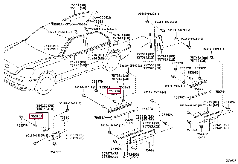 CLIP, OUTSIDE MOULDING, NO.1 75395-50110 (номер toyota 7539550110)