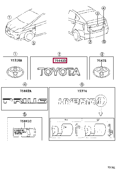 PLATE, LUGGAGE COMPARTMENT DOOR NAME, NO.1 75443-47030 (номер toyota ...