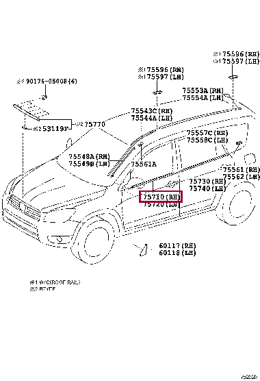 MOULDING ASSY, FRONT DOOR BELT, RH 75710-42031 (номер toyota 7571042031)