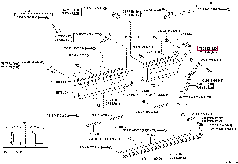 MOULDING, REAR DOOR, OUTSIDE RH 75741-60202-B1 (номер toyota 7574160202B1)