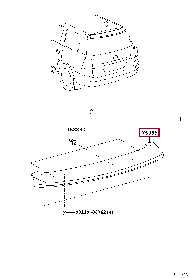SPOILER SUB-ASSY, REAR 76085-60030-A0 (номер toyota 7608560030A0)