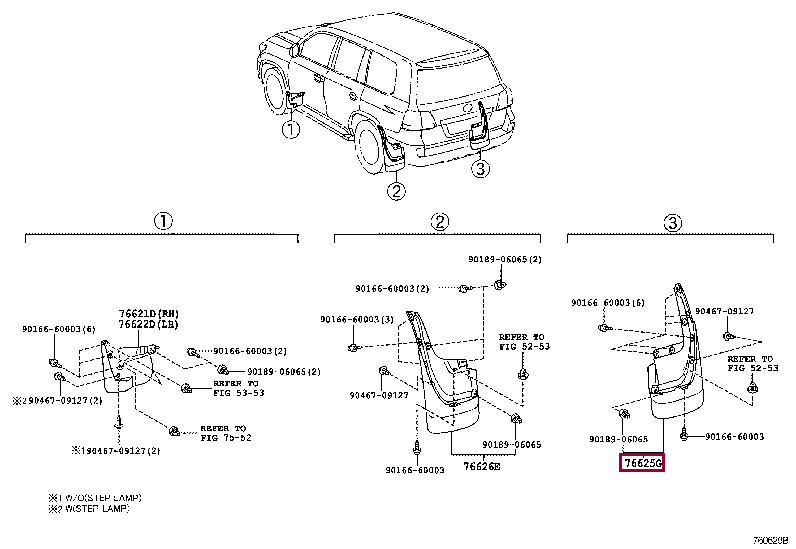 Брызговик задний правый 76625-60350 (номер toyota 7662560350)