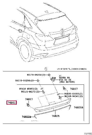 GARNISH SUB-ASSY, BACK DOOR, OUTSIDE 76801-48291 (номер toyota 7680148291)