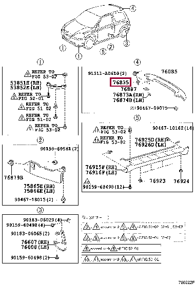 RETAINER, REAR SPOILER SIDE, NO.1 76835-52010 (номер toyota 7683552010)