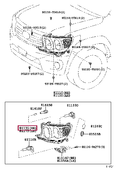 UNIT ASSY, HEADLAMP, RH 81130-0K270 (номер toyota 811300K270)