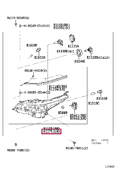 UNIT ASSY, HEADLAMP, LH 81170-0KC60 (номер toyota 811700KC60)