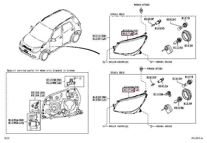 UNIT, HEADLAMP, LH 81170-B4030 (номер toyota 81170B4030)
