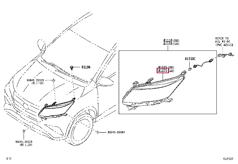 UNIT ASSY, HEADLAMP, LH 81170-BZ630 (номер toyota 81170BZ630)