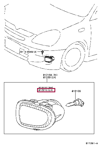 LAMP UNIT, FOG LAMP, LH 81221-52010 (номер toyota 8122152010)