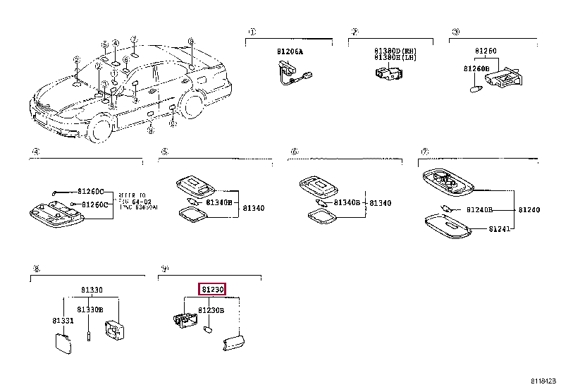 Toyota Courtesy Lamp - 81230-30200 Led Toyota 81230-30200 Lamp Assembly ...