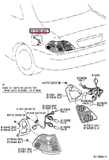BRACKET, REAR COMBINATION LAMP, LH 81559-50020 (номер toyota 8155950020)