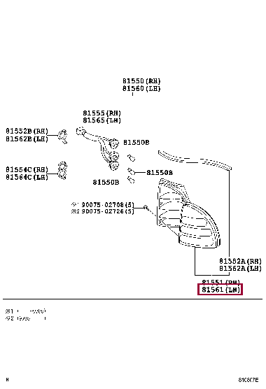 LENS, REAR COMBINATION LAMP, LH 81561-10350 (номер toyota 8156110350)