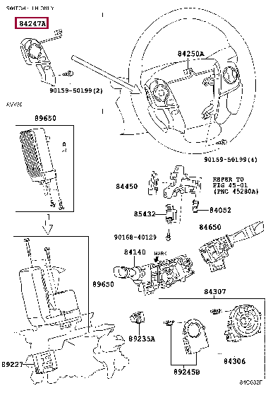 SWITCH, STEERING PAD, LH 84247-33040 (номер toyota 8424733040)