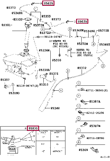 NOZZLE SUB-ASSY, WASHER 85381-30240 (номер toyota 8538130240)