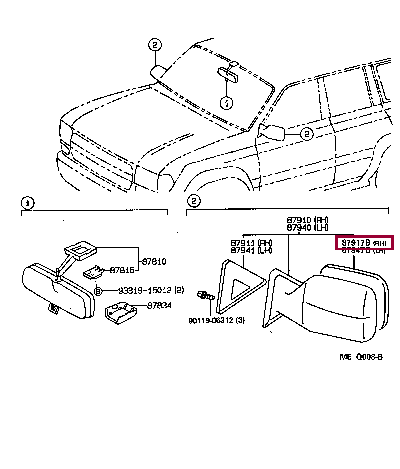MIRROR, OUTER REAR VIEW, RH 87917-60260 (номер toyota 8791760260)