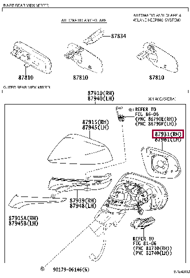 OUTER MIRROR, RH 87931-78070 (номер toyota 8793178070)