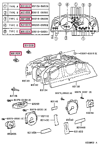BULB, COMBINATION METER, NO.1 90010-06001 (номер toyota 9001006001)