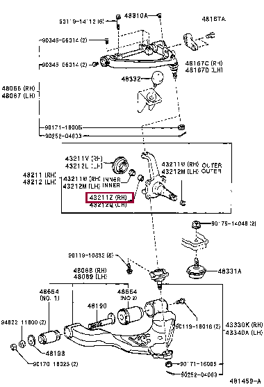 BEARING, NEEDLE ROLLER(FOR STEERING KNUCKLE LH) 90364-30011 (номер ...