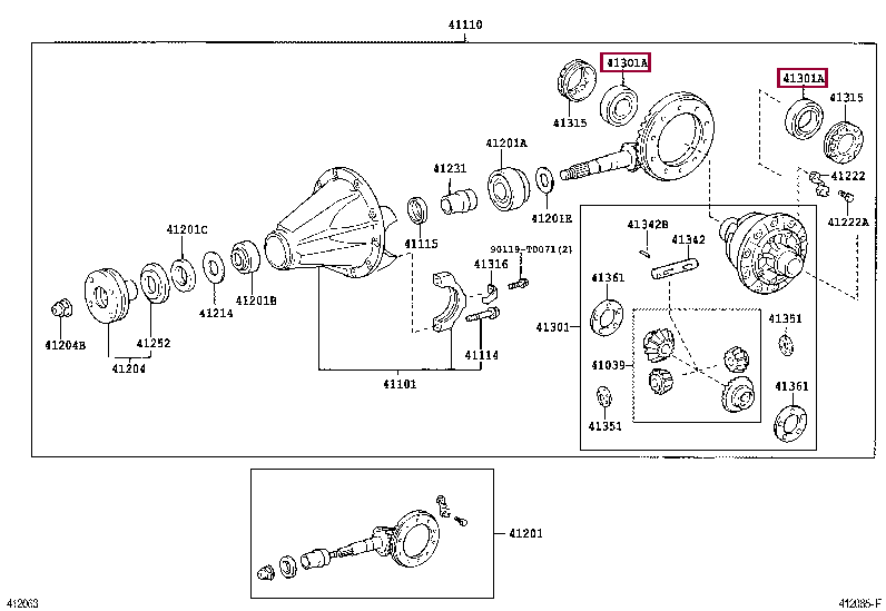 BEARING(FOR REAR DIFFERENTIAL CASE) 90366-T0010 (номер toyota 90366T0010)