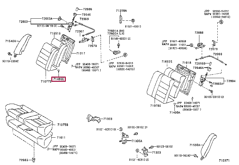 CLIP, REAR SEAT BACK, LH 90467-07049-C0 (номер toyota 9046707049C0)