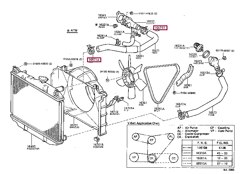 CLAMP OR CLIP, HOSE(FOR RADIATOR OUTLET NO.1) 90467-34004 (номер toyota 9046734004)