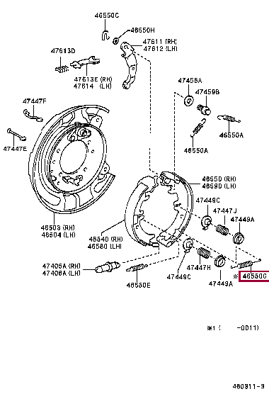SPRING, TENSION, NO.3(FOR PARKING BRAKE SHOE RETURN) 90905-06072 (номер ...