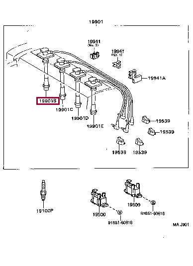 CORD, SPARK PLUG RESISTIVE, NO.1 90919-15470 (номер toyota 9091915470)