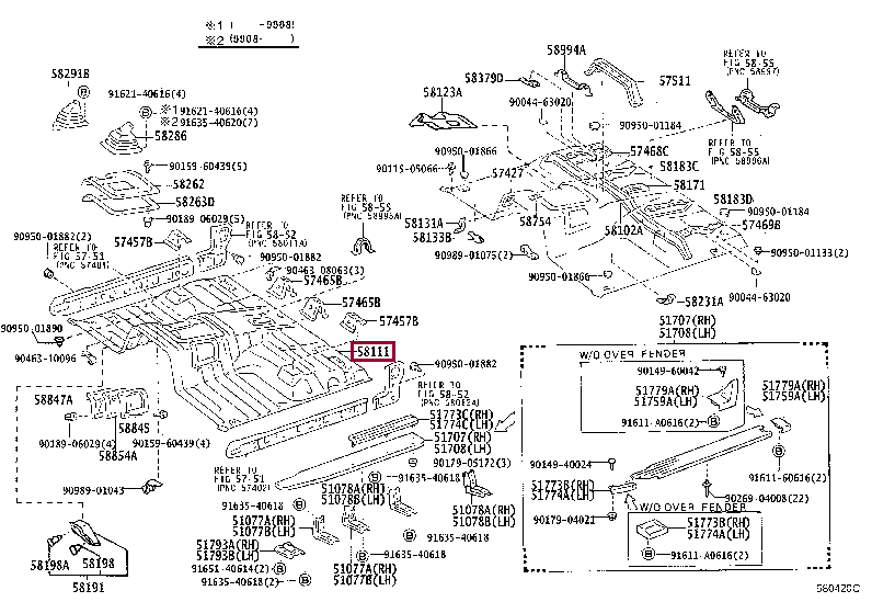 PAN, FRONT FLOOR 90950-01954 (номер toyota 9095001954)