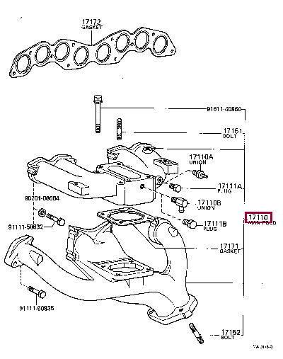 MANIFOLD ASSY 91651-40816 (номер toyota 9165140816)
